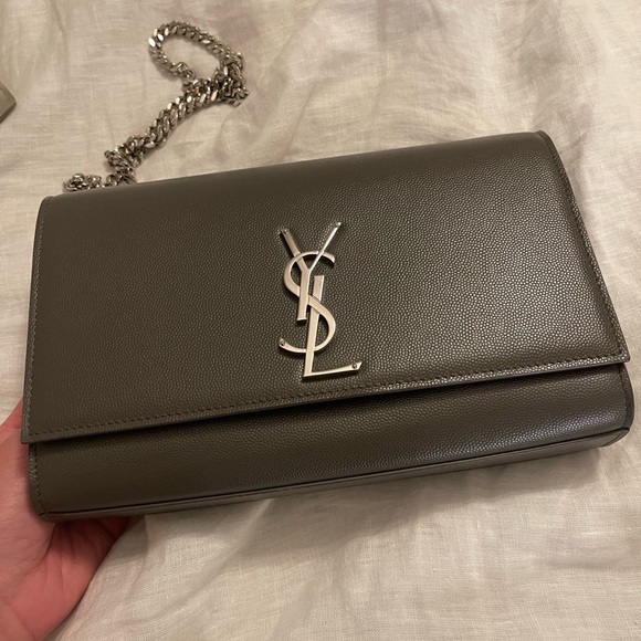 Yves Saint Laurent | Bags | Ysl Cross Body Gray W Silver Chain New ...